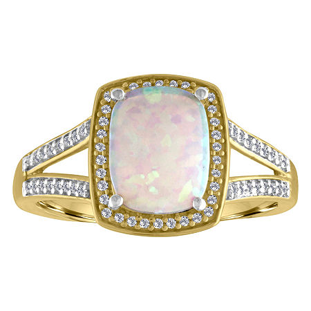 Click here for Womens 10K Gold Lab-Created Opal & 1/5 CT. T.W. Di... prices