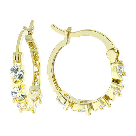 Click here for Silver Reflections 24K Gold Over Brass Hoop Earrin... prices