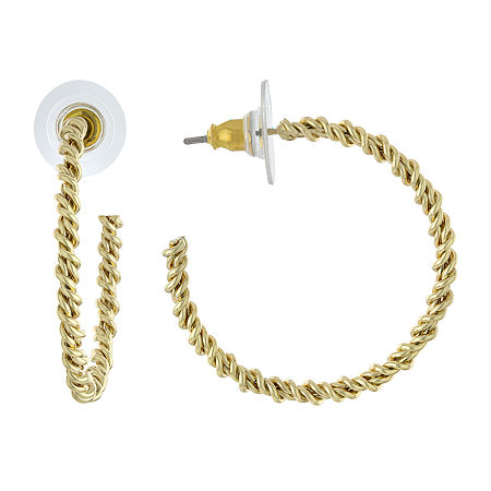 Click here for 31mm Gold Over Brass Twisted Hoop Earrings prices