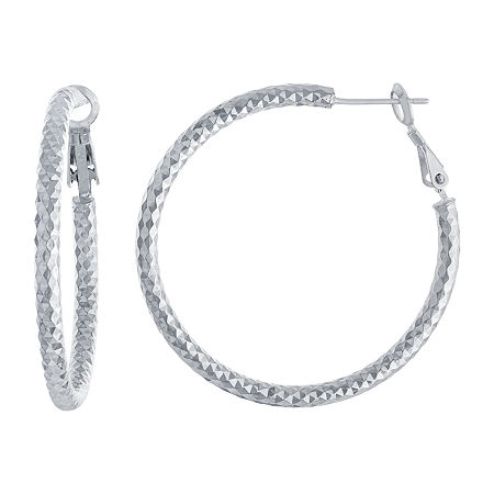 Click here for 40mm Silver Plated Diamond Cut Hoop Earrings prices
