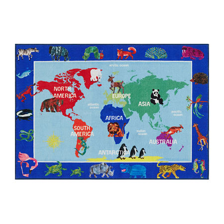 Click here for Eric Carle Elementary World Map Print Loomed Recta... prices