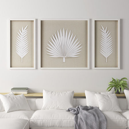 Click here for Madison Park Sabal Palm Rice Paper Shadow Box 3-pc... prices