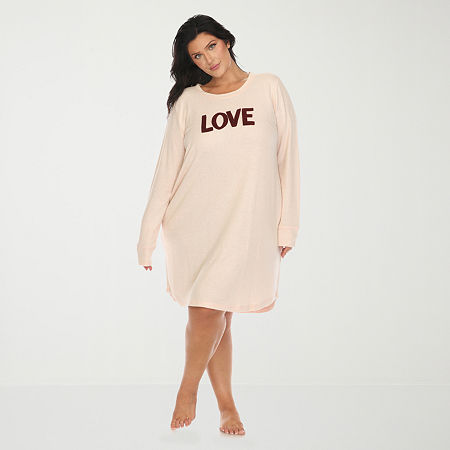Click here for White Mark Plus Size Long Sleeve Sleepshirt - Pink prices