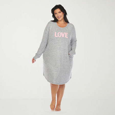 Click here for White Mark Plus Size Long Sleeve Sleepshirt - Deni... prices