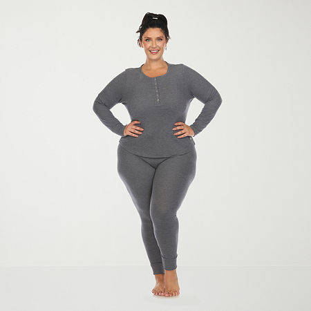 Click here for White Mark Plus Size Waffle Pajama Set - Navy prices