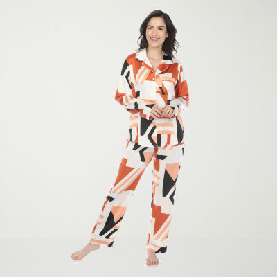 White Mark Womens Satin Long Sleeve 2-pc. Pajama Sets - JCPenney