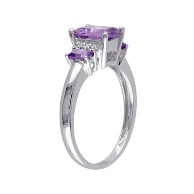 Genuine Amethyst and Diamond-Accent 3-Stone Ring-JCPenney, Color: Amethyst