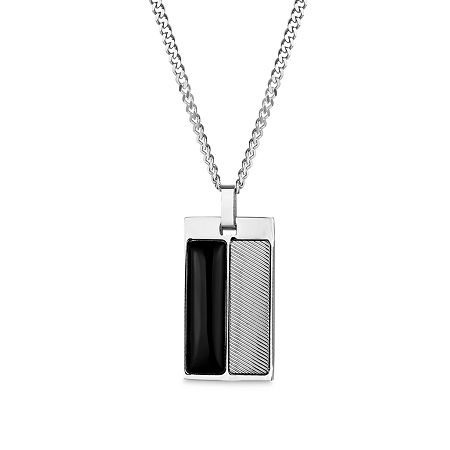 Click here for Mens Black Onyx Stainless Steel Dog Tag 24 Inch Pe... prices