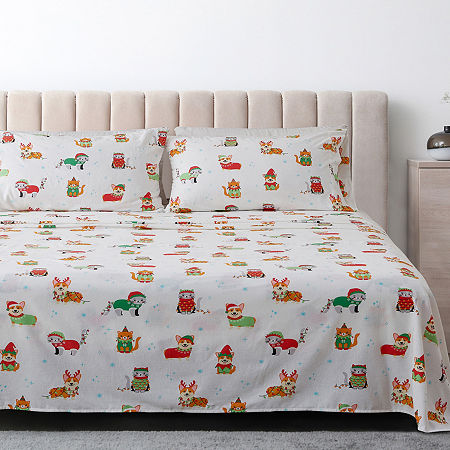Click here for Linery Holiday Print Flannel Sheet Set  One Size... prices