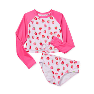 Sol Swim Little & Big Girls Rash Guard Set, Color: Strawberry Sprinkl ...