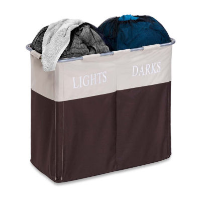 Honey-Can-Do Brown And Taupe Laundry Polyester Folding 2-Compartment ...