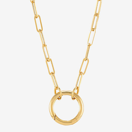 Click here for Womens 14K Gold Circle Paperclip 18 Inch Pendant N... prices