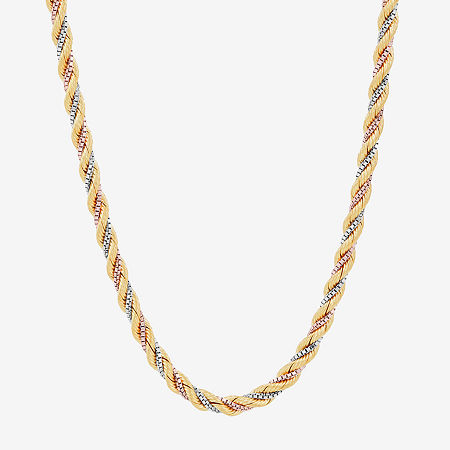 Click here for Womens 10K Tri-Color Gold 18 Inch Rope Chain Neckl... prices
