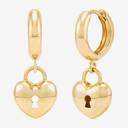 Click here for Womens 14K Gold 12.7mm Heart Hoop Earrings  One Si... prices
