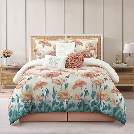 Stratford Park Jade Floral 7-Pc. Comforter Set  Queen - Multi-color