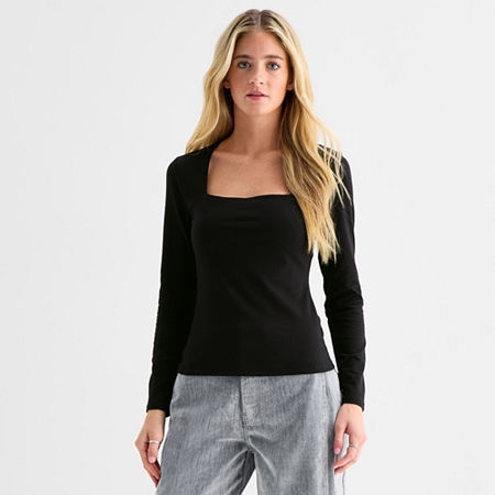 Click here for a.n.a Womens Square Neck Long Sleeve T-Shirt  Peti... prices