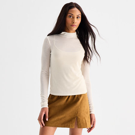 Click here for a.n.a Sheer Womens Mock Neck Long Sleeve T-Shirt... prices