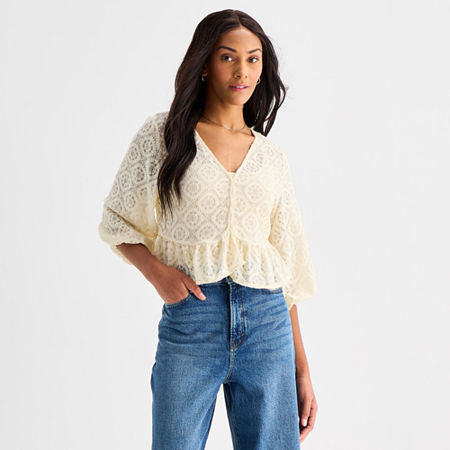 Click here for a.n.a Womens V Neck 3/4 Sleeve Lace Blouse  Xx-lar... prices