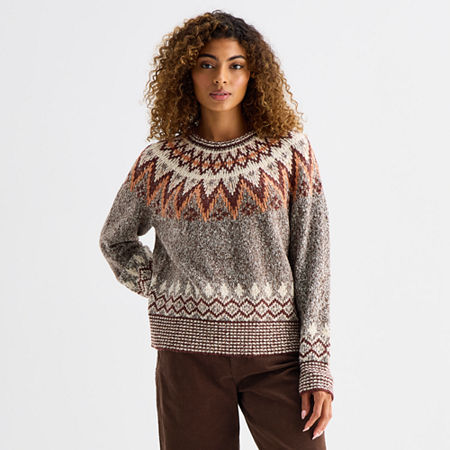 Click here for a.n.a Womens Crew Neck Long Sleeve Geometric Pullo... prices