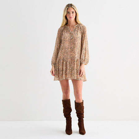 Click here for a.n.a Womens Long Sleeve Animal A-Line Dress  Larg... prices