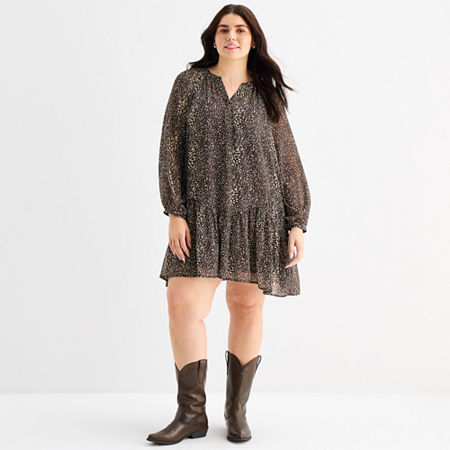 Click here for a.n.a Womens Plus Long Sleeve Animal Drop Waist Dr... prices