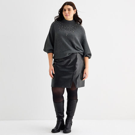 Click here for a.n.a Womens Plus Mid Rise Faux Leather A-Line Ski... prices