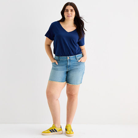 Click here for a.n.a Womens Mid Rise Plus Denim Short  22w  Blue prices
