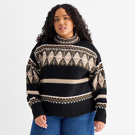 Click here for a.n.a Plus Womens Mock Neck Long Sleeve Geometric... prices