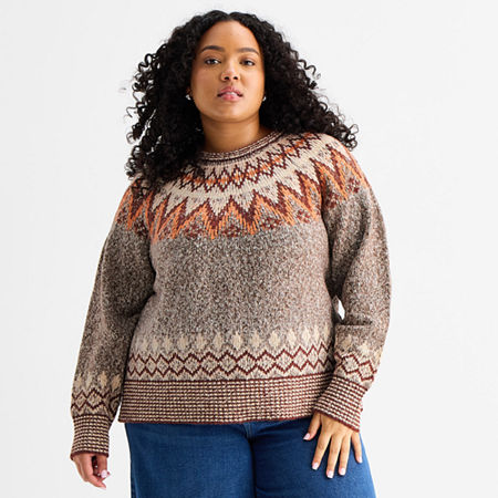 Click here for a.n.a Plus Womens Crew Neck Long Sleeve Geometric... prices
