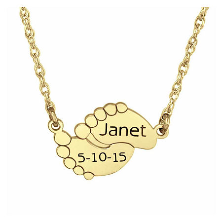Click here for Personalized Name & Date Baby Feet Pendant Necklac... prices