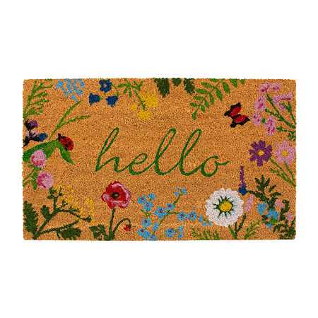 Click here for Calloway Mills Floral Hello Outdoor Rectangular Do... prices