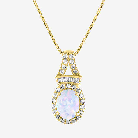 Click here for Womens Lab Created White Opal 14K Gold Over Silver... prices