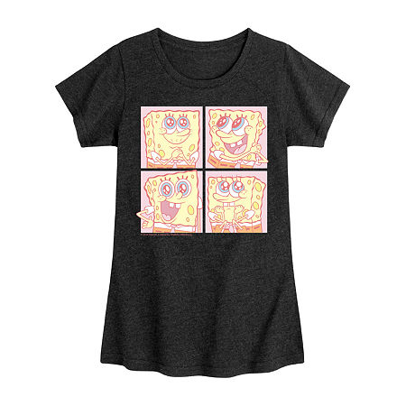 Click here for Cute Face Grid Big Kid Girls Crew Neck Short Sleev... prices