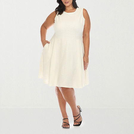 Click here for White Mark Plus Size Tweed Fit and Flare Dress - W... prices