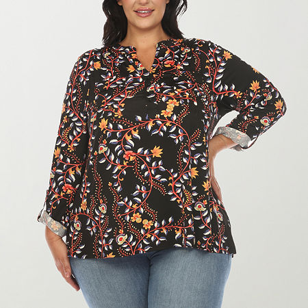 Click here for White Mark Plus Size Paisley Button Front Tunic To... prices