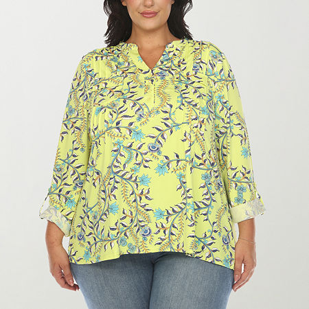 Click here for Plus Size White Mark Paisley Floral V-Neck Long Sl... prices