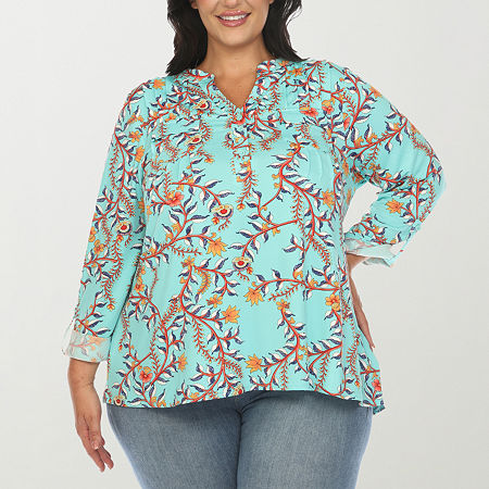 Click here for White Mark Plus Size Paisley Button Front Tunic To... prices