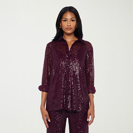 Click here for Premier Amour Womens Long Sleeve Sequin Blouse  X-... prices