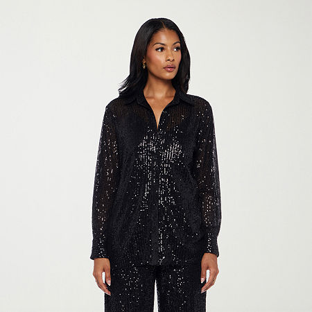 Click here for Premier Amour Womens Long Sleeve Sequin Blouse  X-... prices