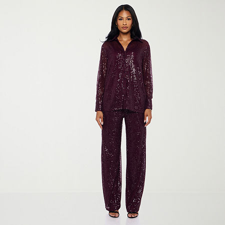 Click here for Premier Amour Womens Straight Pull-On Sequin Pant... prices