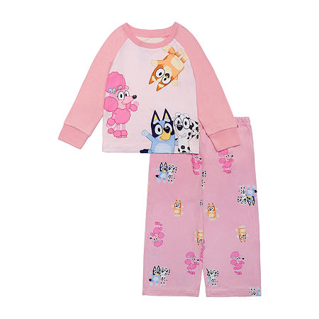 Toddler Girls Bluey Crew Neck Long Sleeve 2-pc. Pajama Sets  3t  Pink