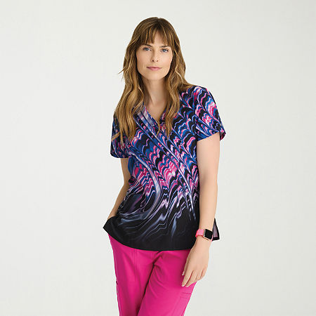 Click here for Barco One 5107 Thrive 4-Pocket Print Womens V Neck... prices