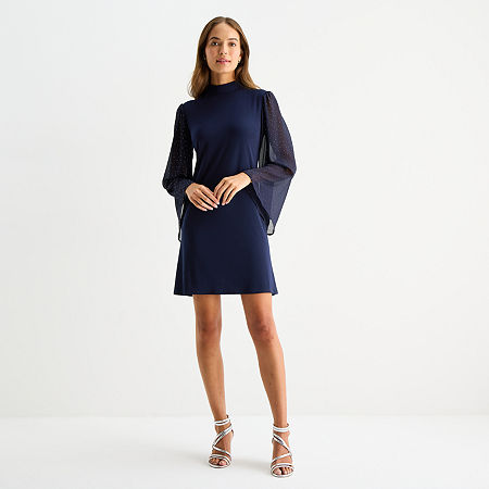 Click here for Msk Petite Jersey Bell Sleeves Mock Neck Shift Dre... prices