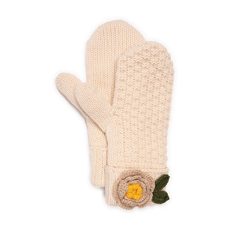 Click here for Muk Luks Womens Mitten w/ Crochet Flower - Cream prices