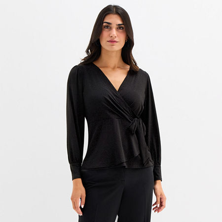 Click here for MSK Womens V Neck Long Sleeve Glitter Blouse  X-la... prices