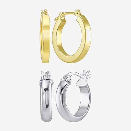Click here for Womens 10K Gold Sterling Silver Oval Round 2 Pair... prices