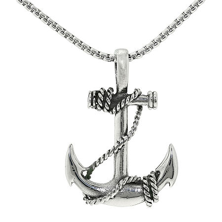 Click here for Mens Stainless Steel Anchor Cross Pendant Necklace... prices