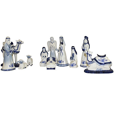 Click here for Kurt Adler 11-pc. Delft Blue Nativity Set  One Siz... prices