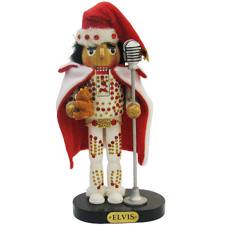 Kurt Adler 10 Inch Elvis in White Suit Nutcracker - Multicolored