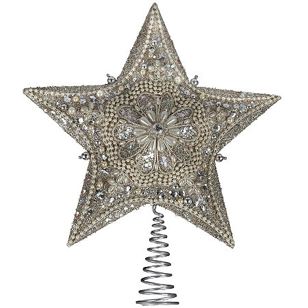 Click here for Kurt Adler 13.5 Platinum Star With Glitter Treetop... prices